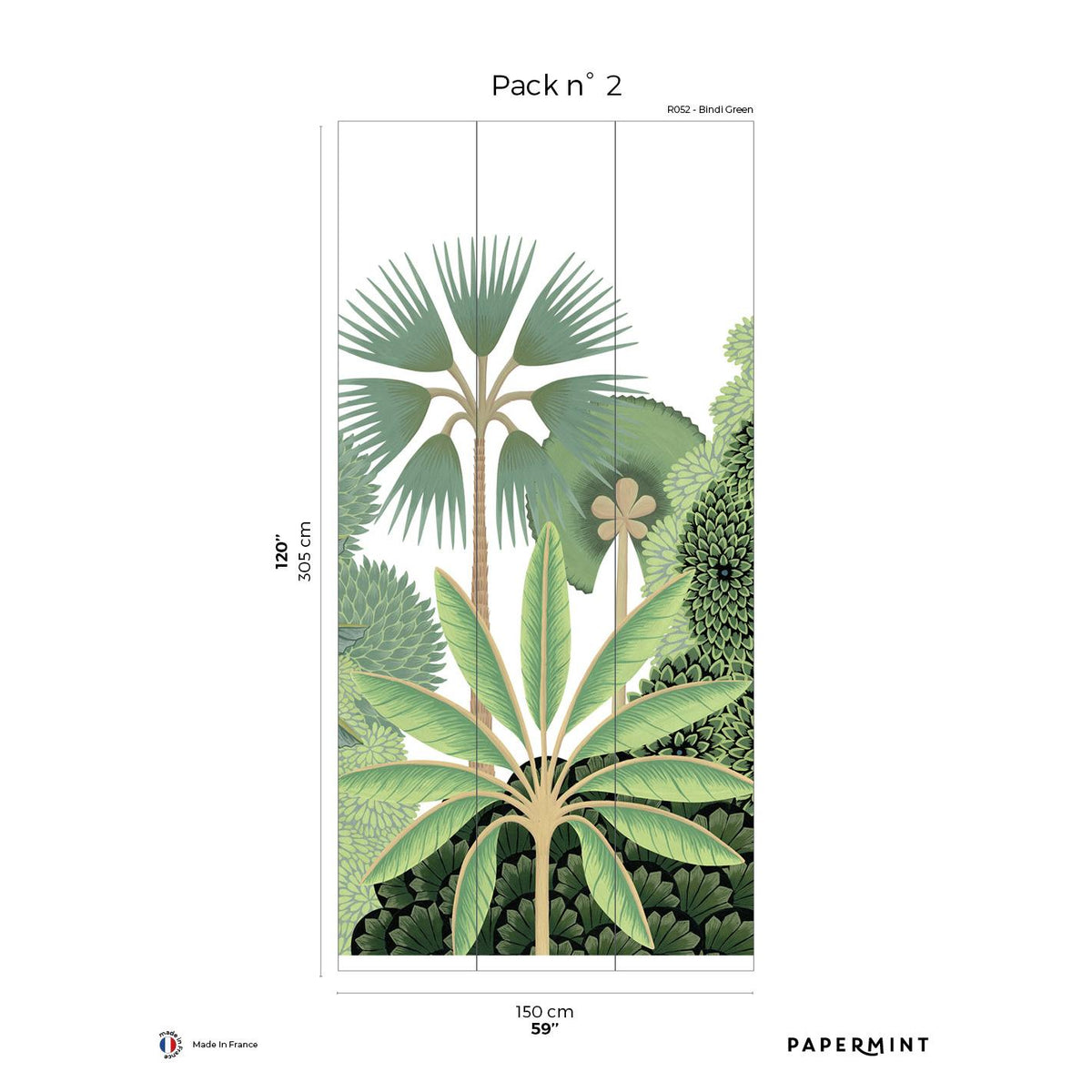 Papermint Bengal Pack 2 In Green Wall Mural – DecoratorsBest