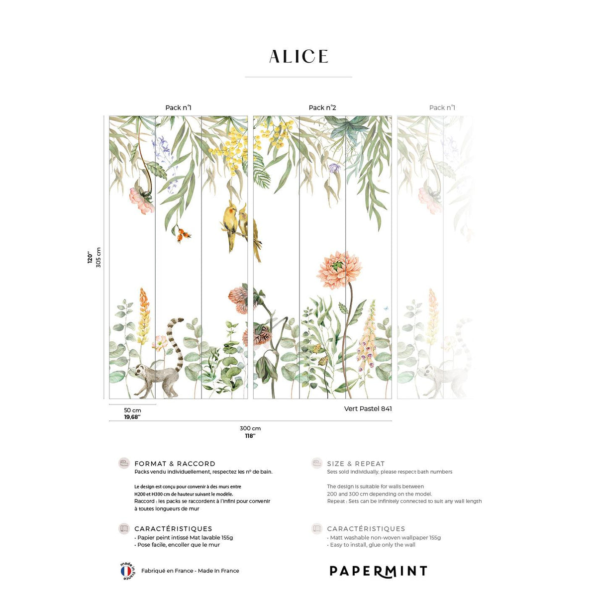 Papermint Alice Pack 1 & 2 In Green Wall Mural – DecoratorsBest