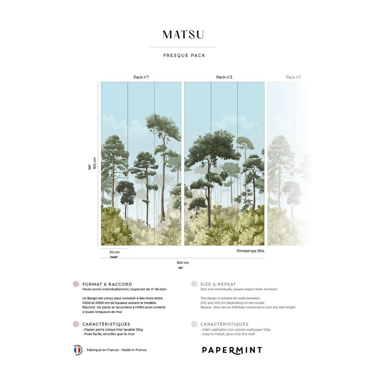 Papermint Matsu Pack 1 & 2 In Green Wall Mural – DecoratorsBest