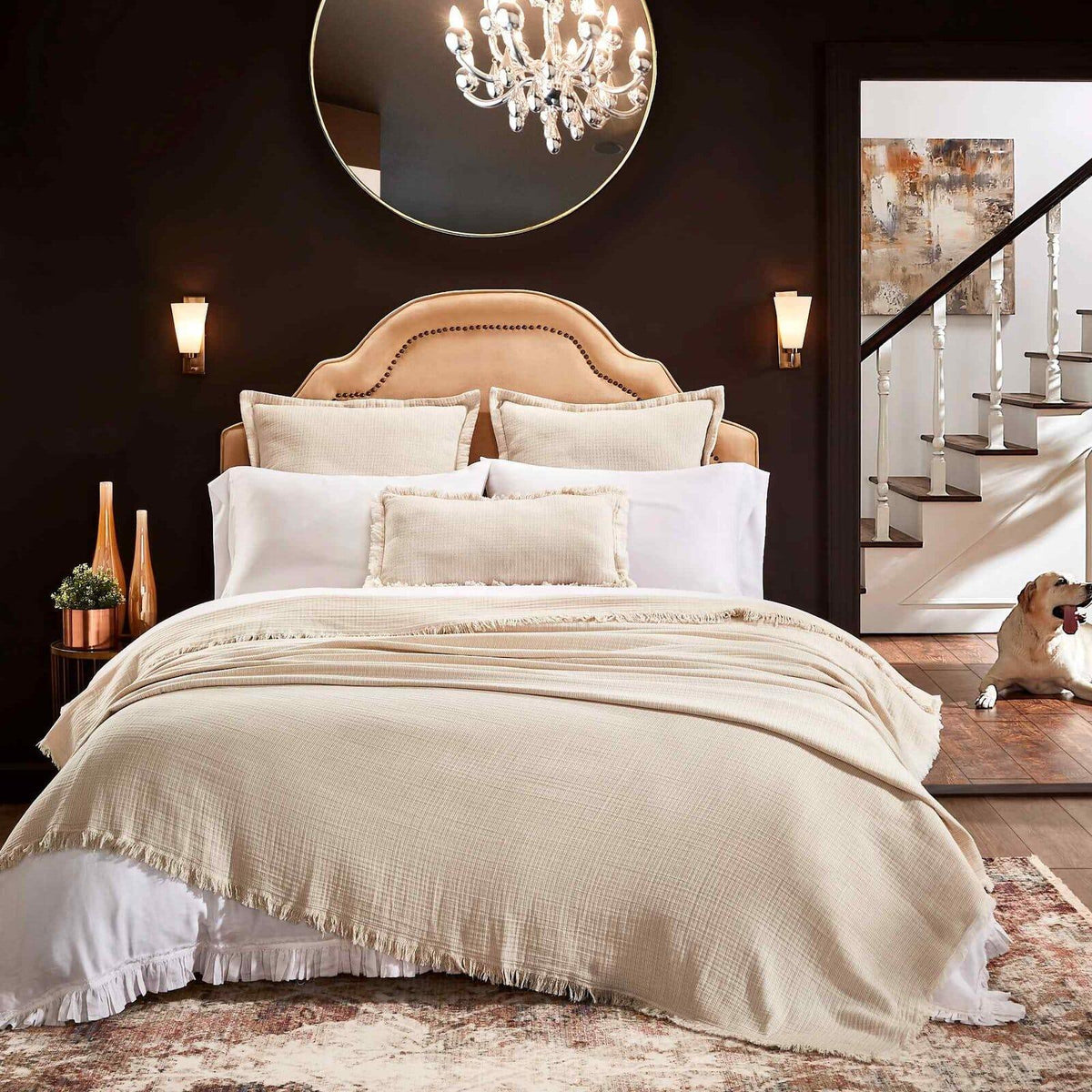 Orchids Lux Monroe Texture Beige 94 X 96 Bed Throw – DecoratorsBest