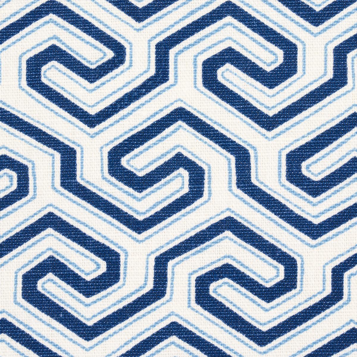 Schumacher Ming Fret Print Blue Fabric – DecoratorsBest