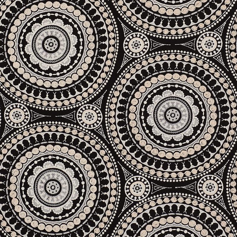 Schumacher Idris Embroidery Black & Ivory Fabric – DecoratorsBest