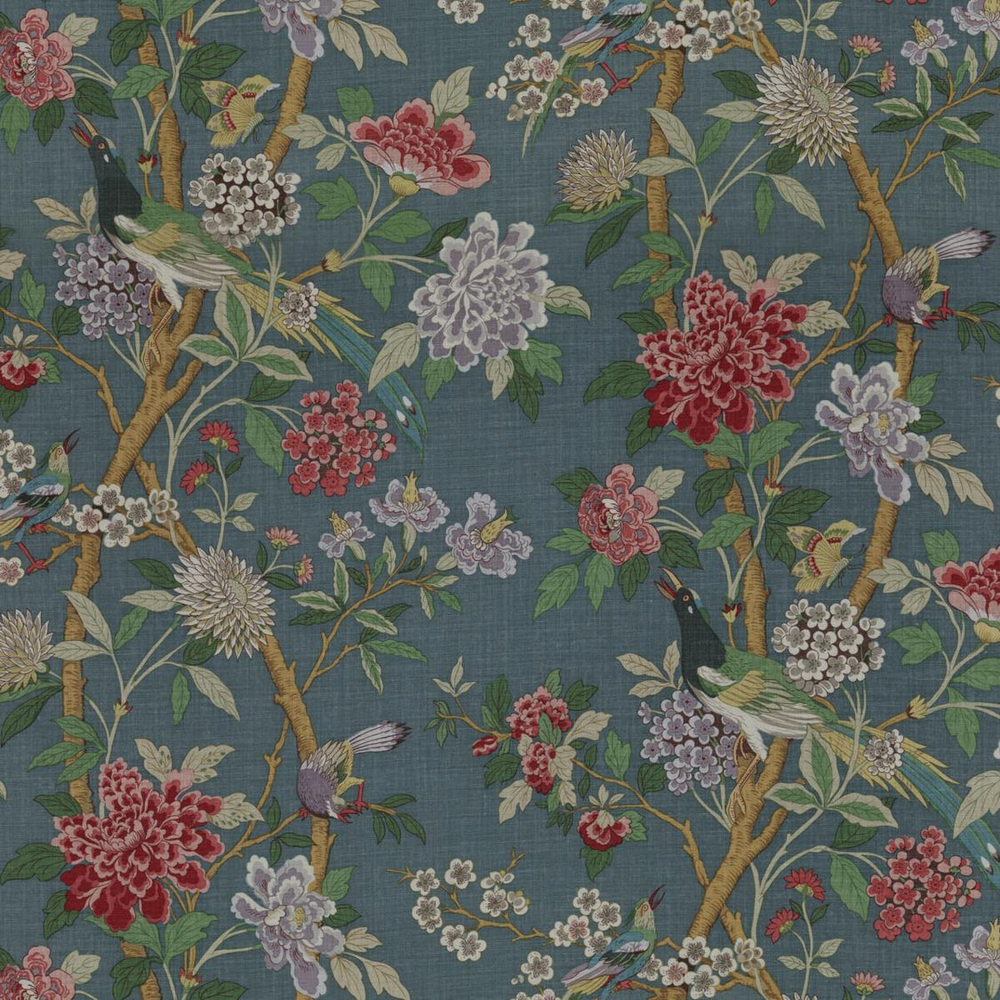 G P & J Baker Hydrangea Bird Indigo Fabric – DecoratorsBest