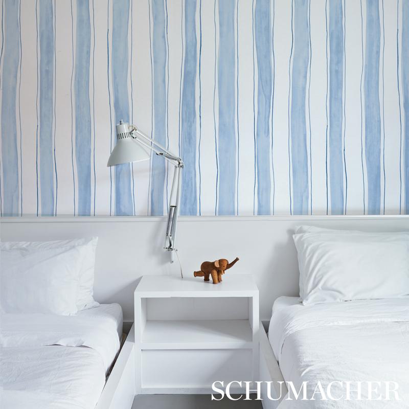 Schumacher Tracing Stripes Sky Wallpaper – DecoratorsBest