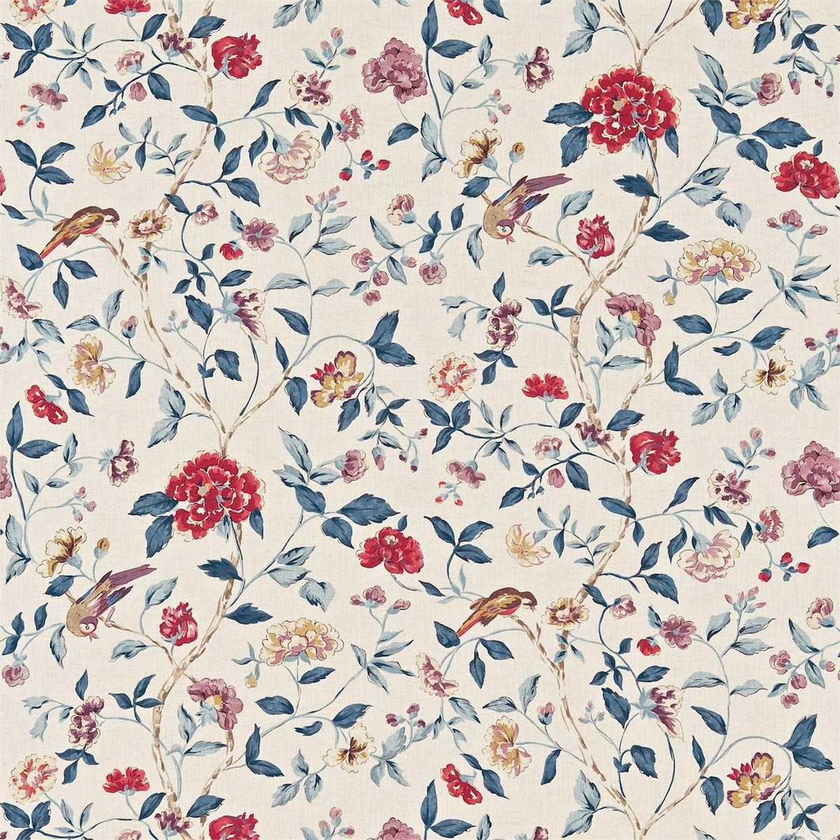 Sanderson Sissinghurst Indigo/ Ruby Fabric – DecoratorsBest