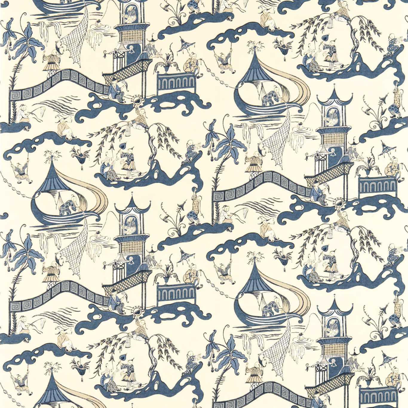 Sanderson Pagoda River Indigo/ Blue Fabric – DecoratorsBest