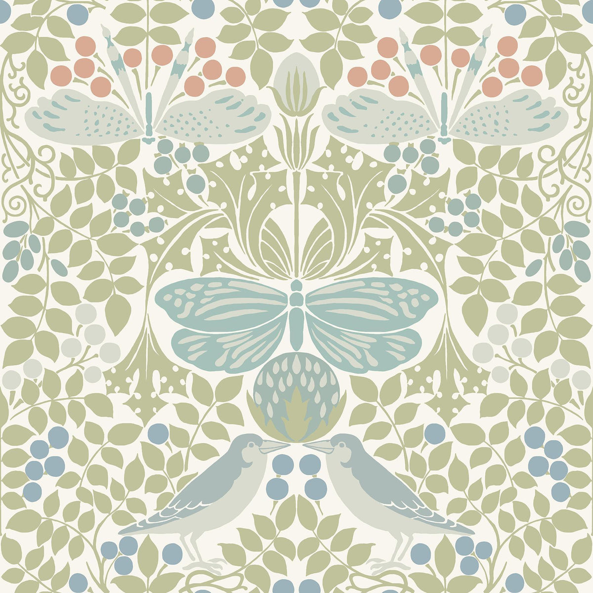 Ronald Redding Designs Butterly Garden Green & Blue Wallpaper ...