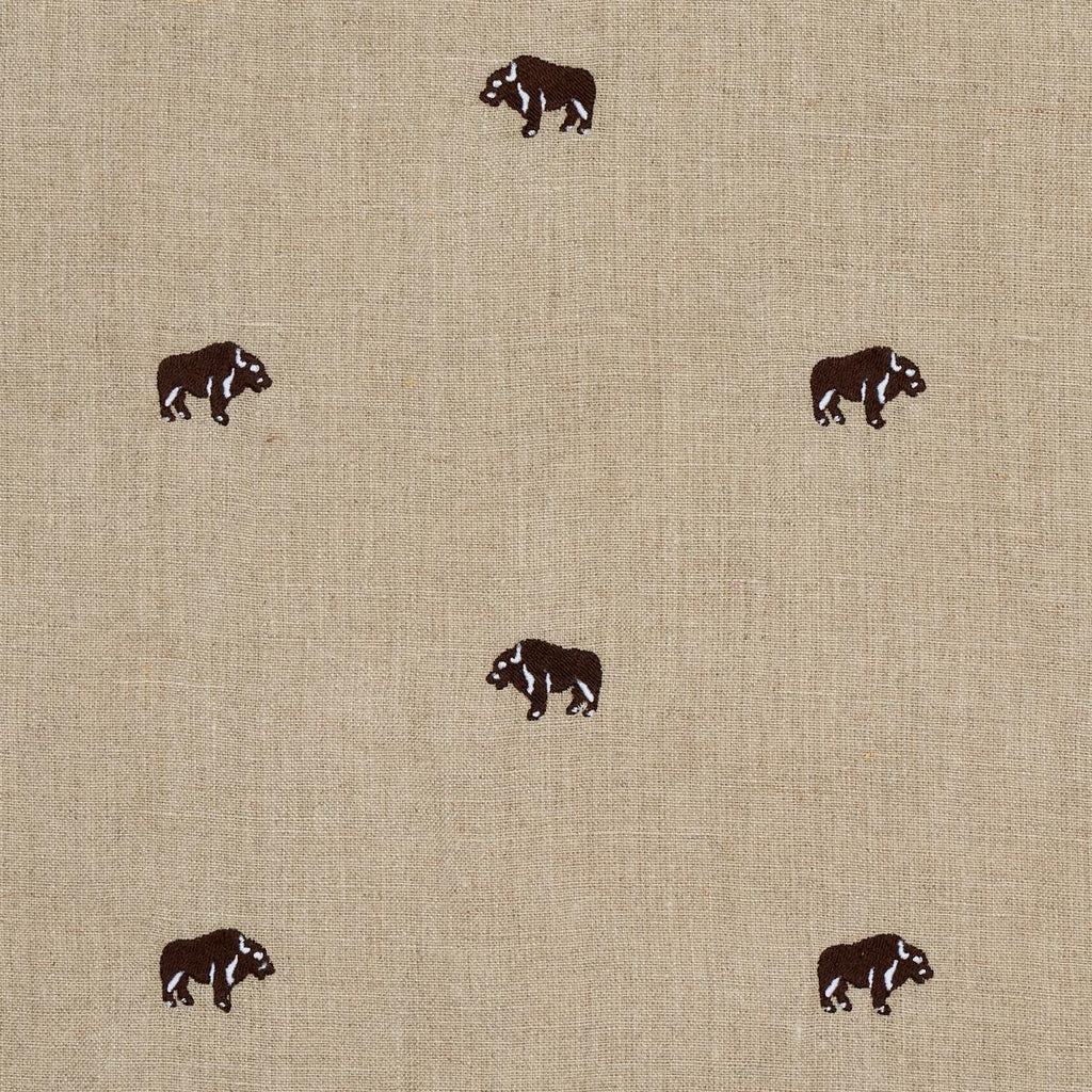 Schumacher Buffalo Embroidered Linen Natural Fabric – DecoratorsBest