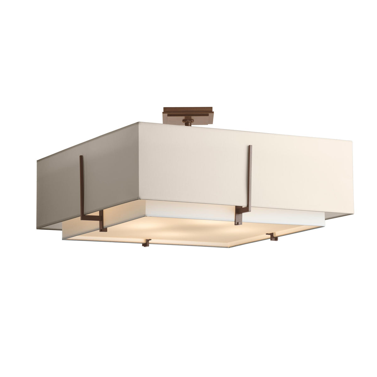 Hubbardton Forge 2015 Bronze Natural Anna Inner Shade & Flax Outer Sha ...