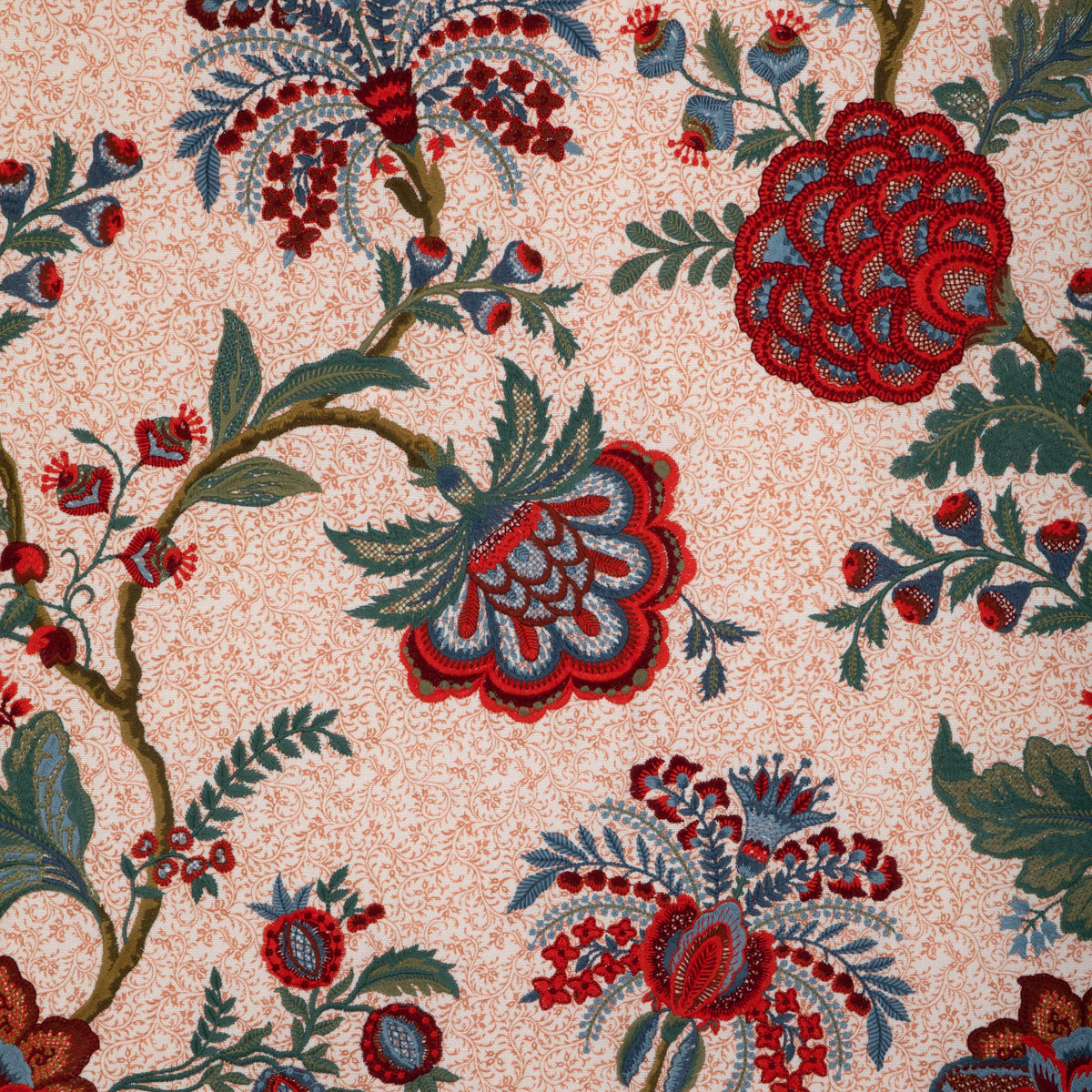 Brunschwig & Fils Anduze Emb Red/Blue Fabric – DecoratorsBest