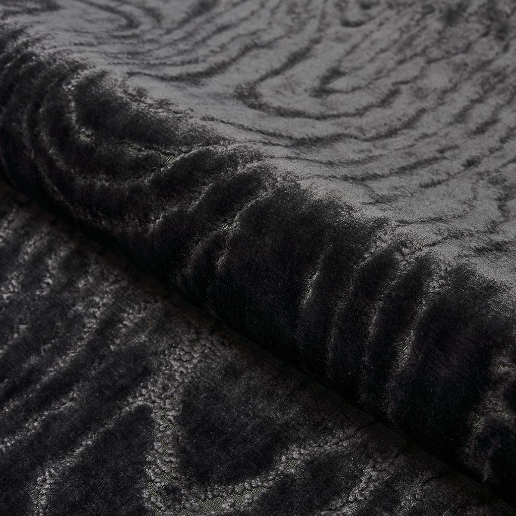 Schumacher Marisa Moire Velvet Smoke Fabric | DecoratorsBest