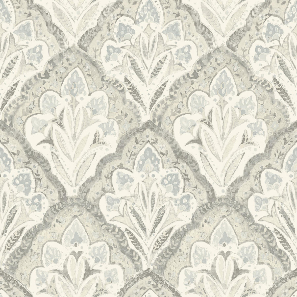 Brewster Home Fashions Chesapeake Kinfolk Damask Grey Wallpaper ...