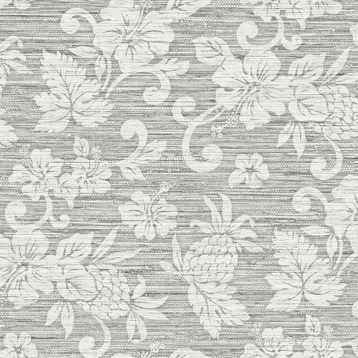 Seabrook Juno Island Floral Half Moon Grey Wallpaper – DecoratorsBest