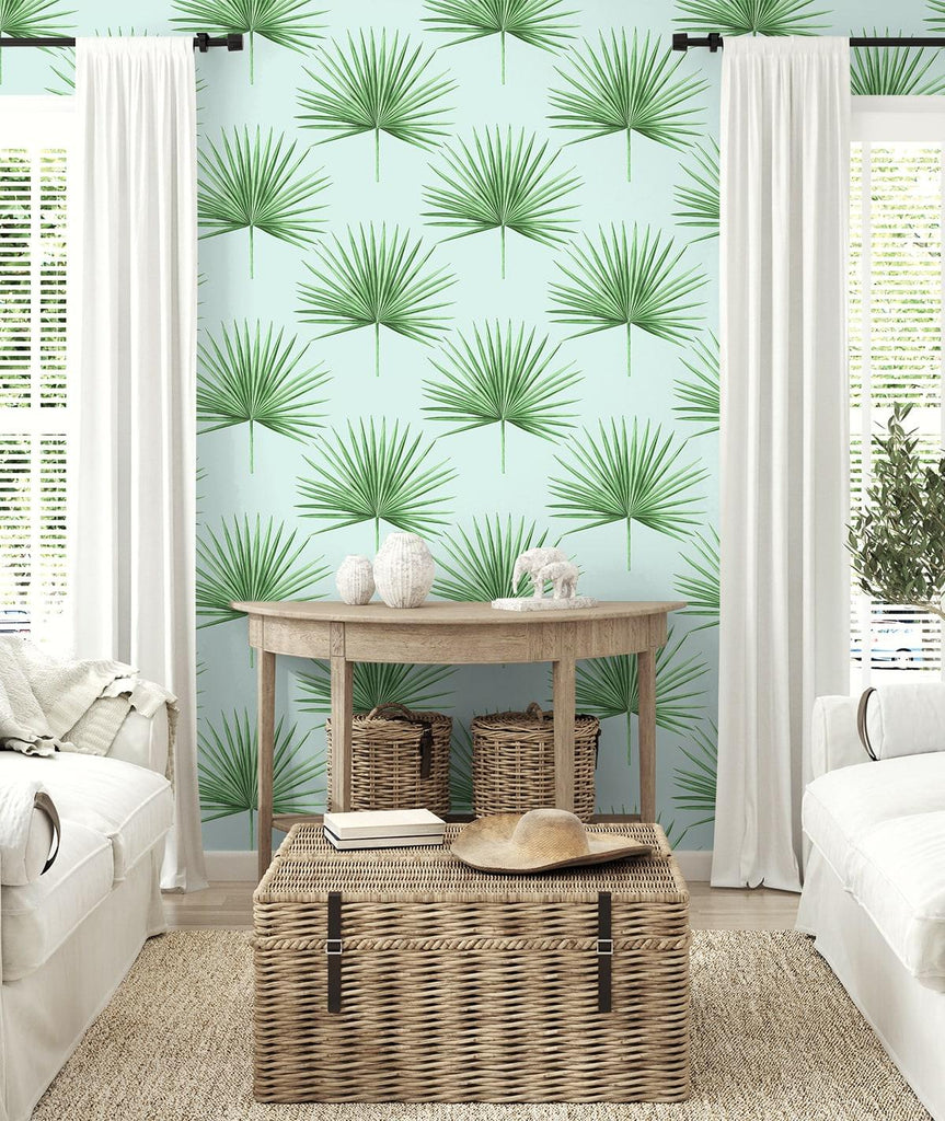 Seabrook Pacific Palm Celeste & Jade Wallpaper – DecoratorsBest