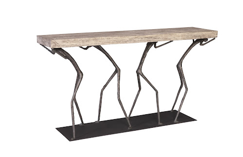 Phillips Collection Atlas Table Chamcha Wood Gray Stone Finish Metal C ...