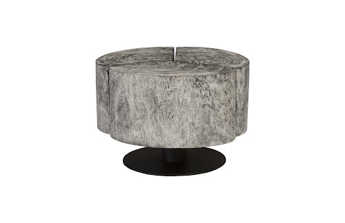 Phillips Collection Clover Chamcha Wood Gray Stone Finish Metal Base C ...