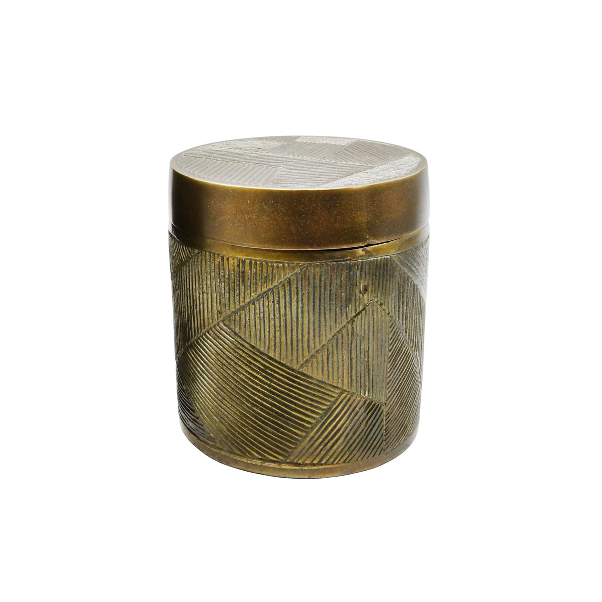 Worlds Away Small Hand Crafted Decorative Canister In Antique Brass ...