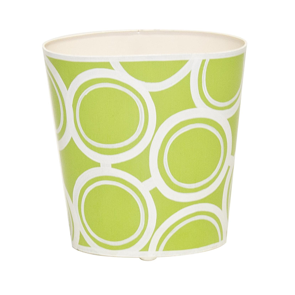 Worlds Away Oval Wastebasket Green And Cream Bubble Design – DecoratorsBest