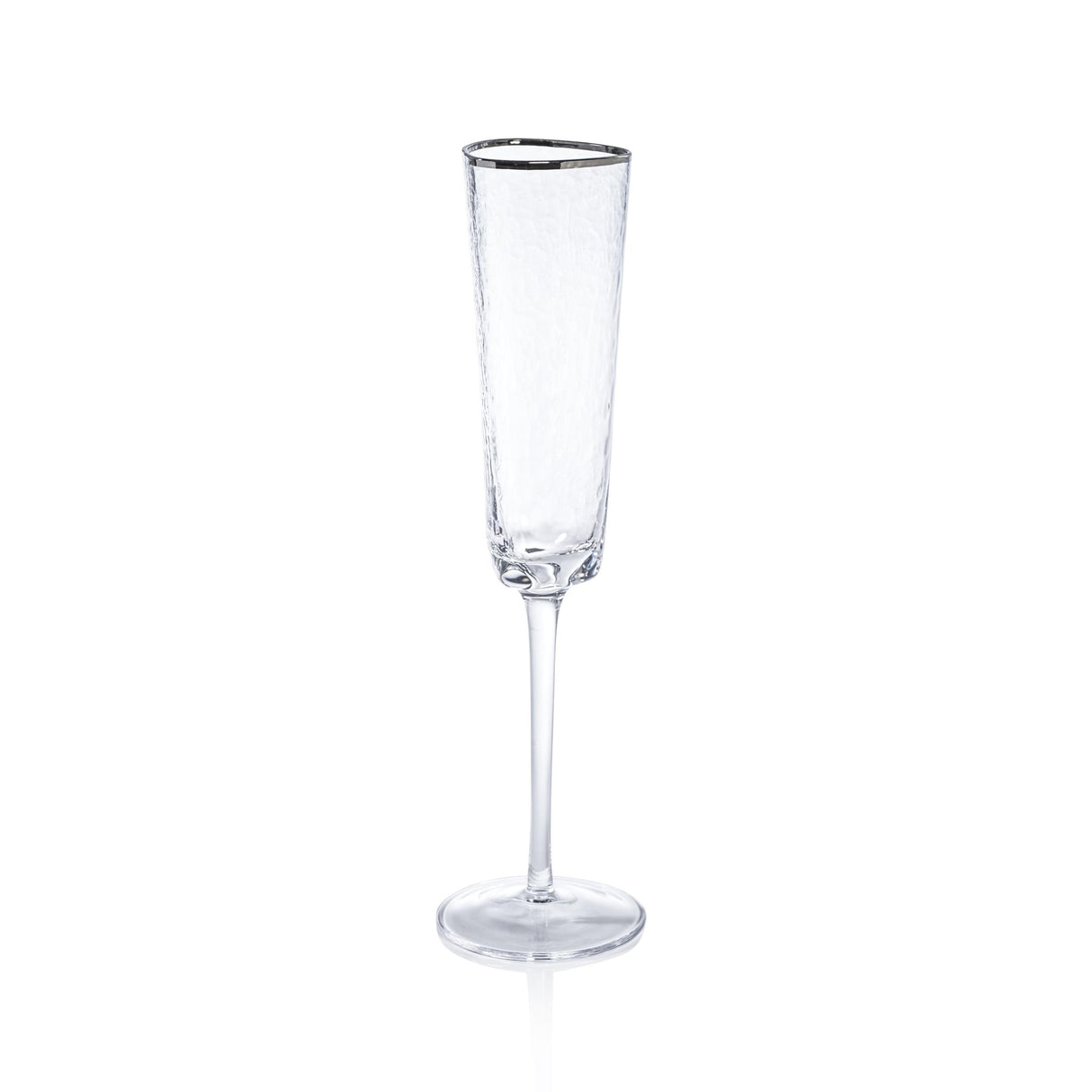 Zodax Kampari Triangular Champagne Flutes With Platinum Rim, Set Of 4 ...