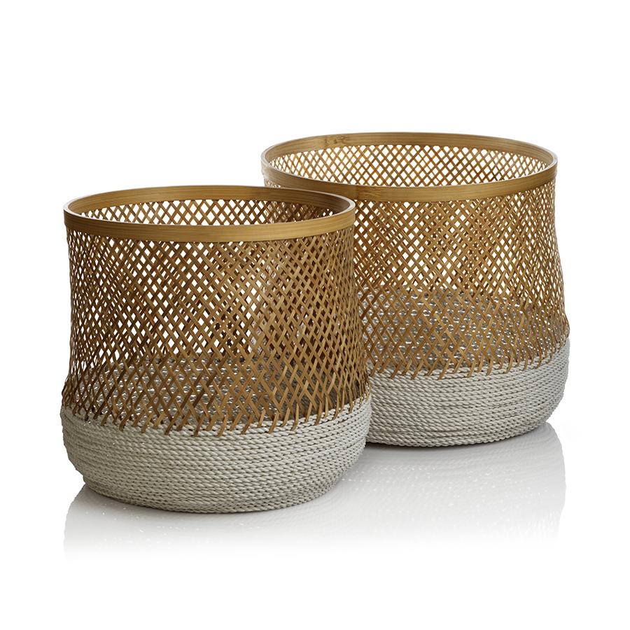 Zodax Ampang 2-Piece Set Bamboo & Raffia Baskets – DecoratorsBest