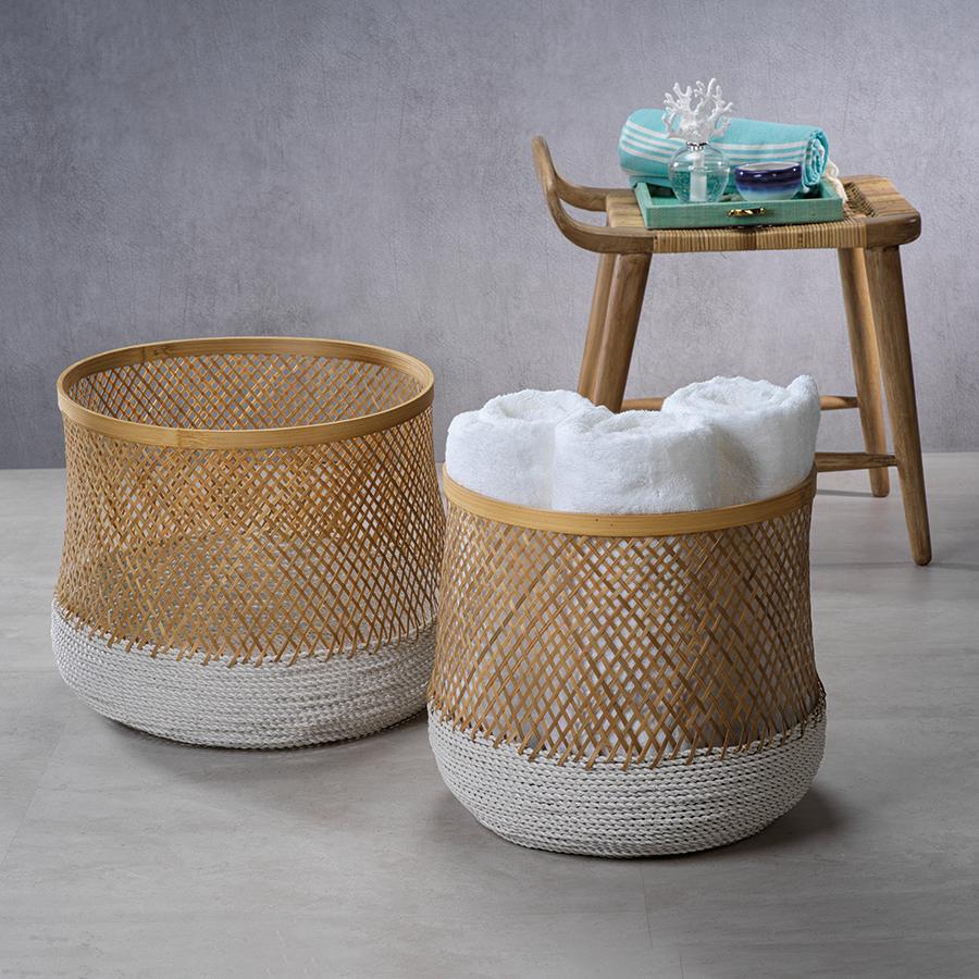 Zodax Ampang 2-Piece Set Bamboo & Raffia Baskets – DecoratorsBest
