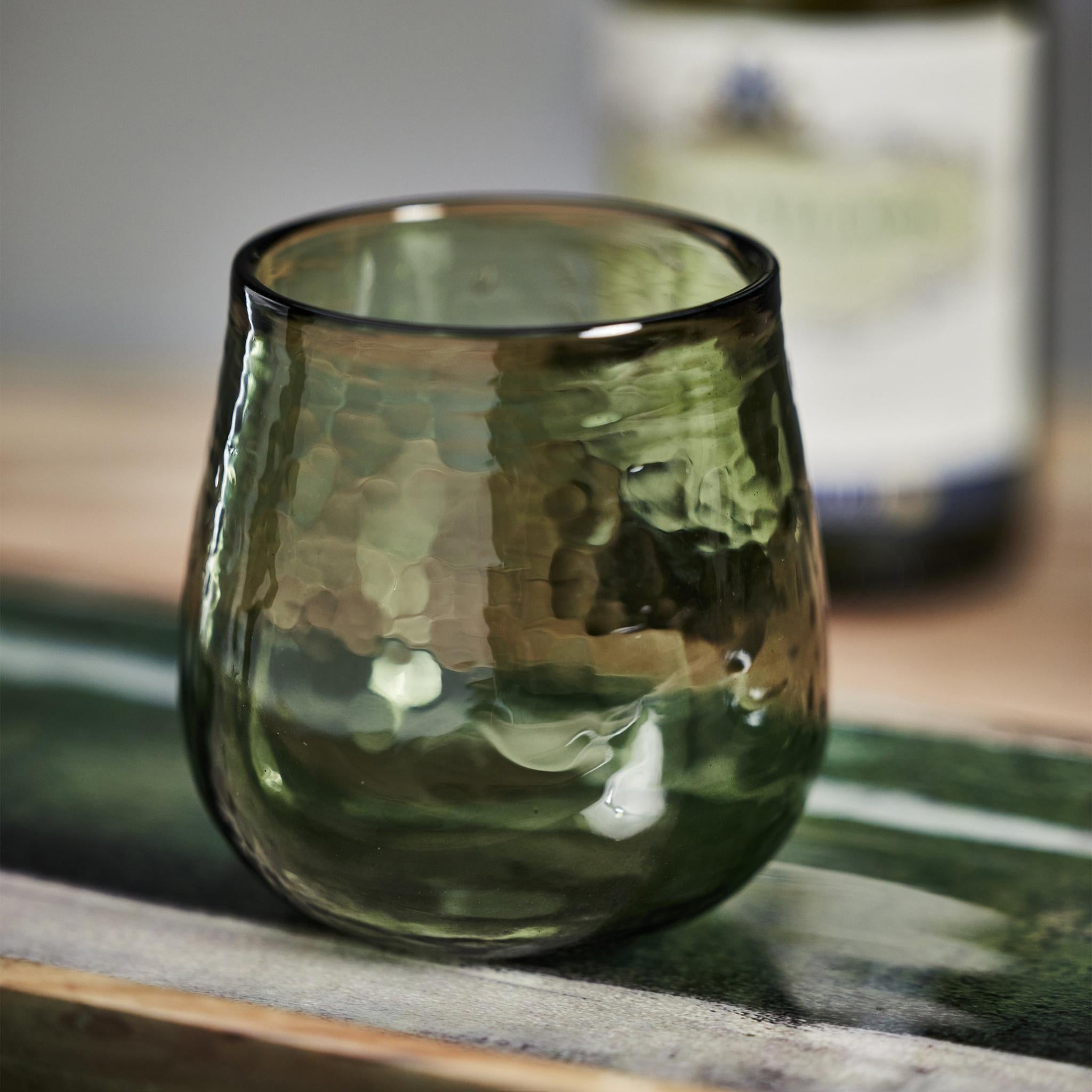 Zodax Green Garan Hammered Stemless All Purpose Glass, Set Of 4 ...