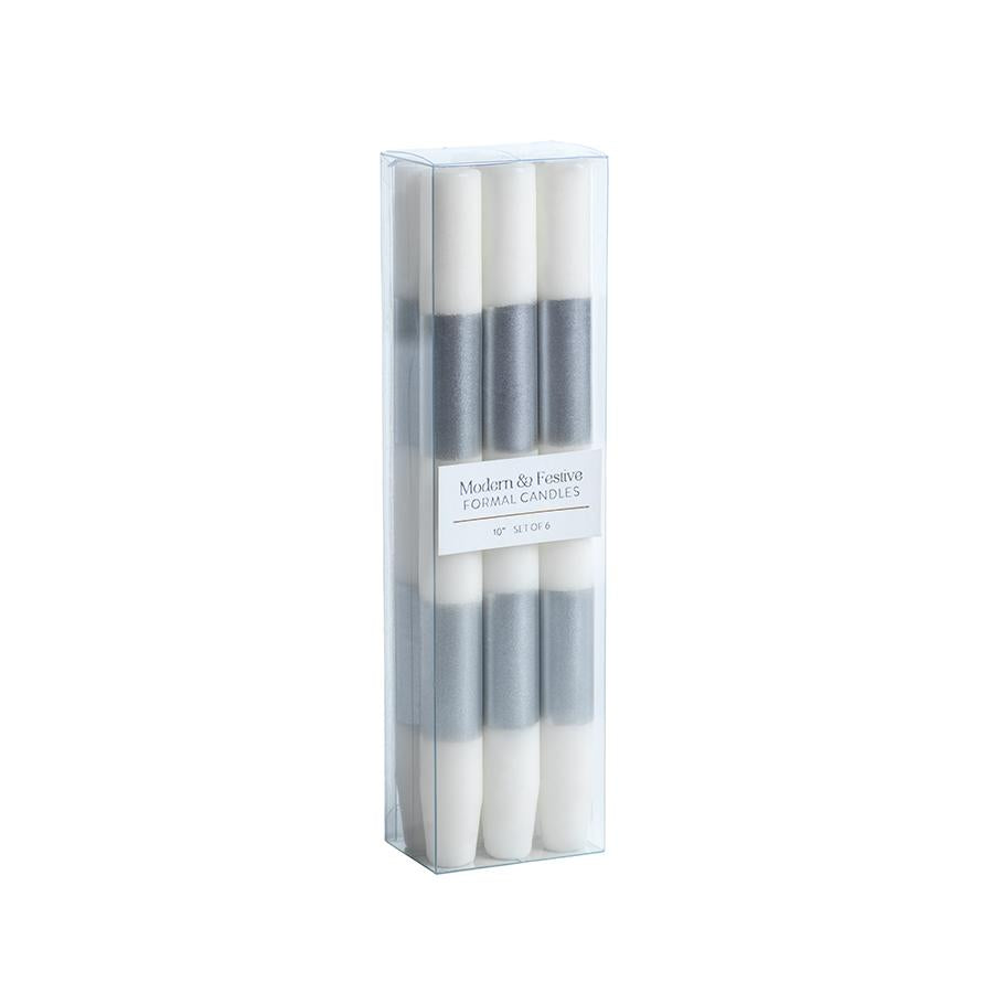 Zodax Silver 6-Piece Modern & Festive Formal Candle Set, Pack Of 2 ...