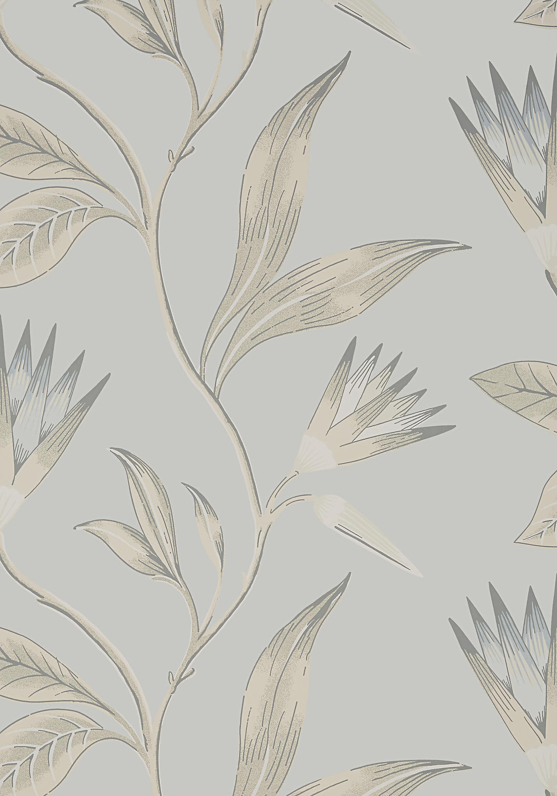 Anna French Cleo Vine Spa Blue On Grey Wallpaper – DecoratorsBest