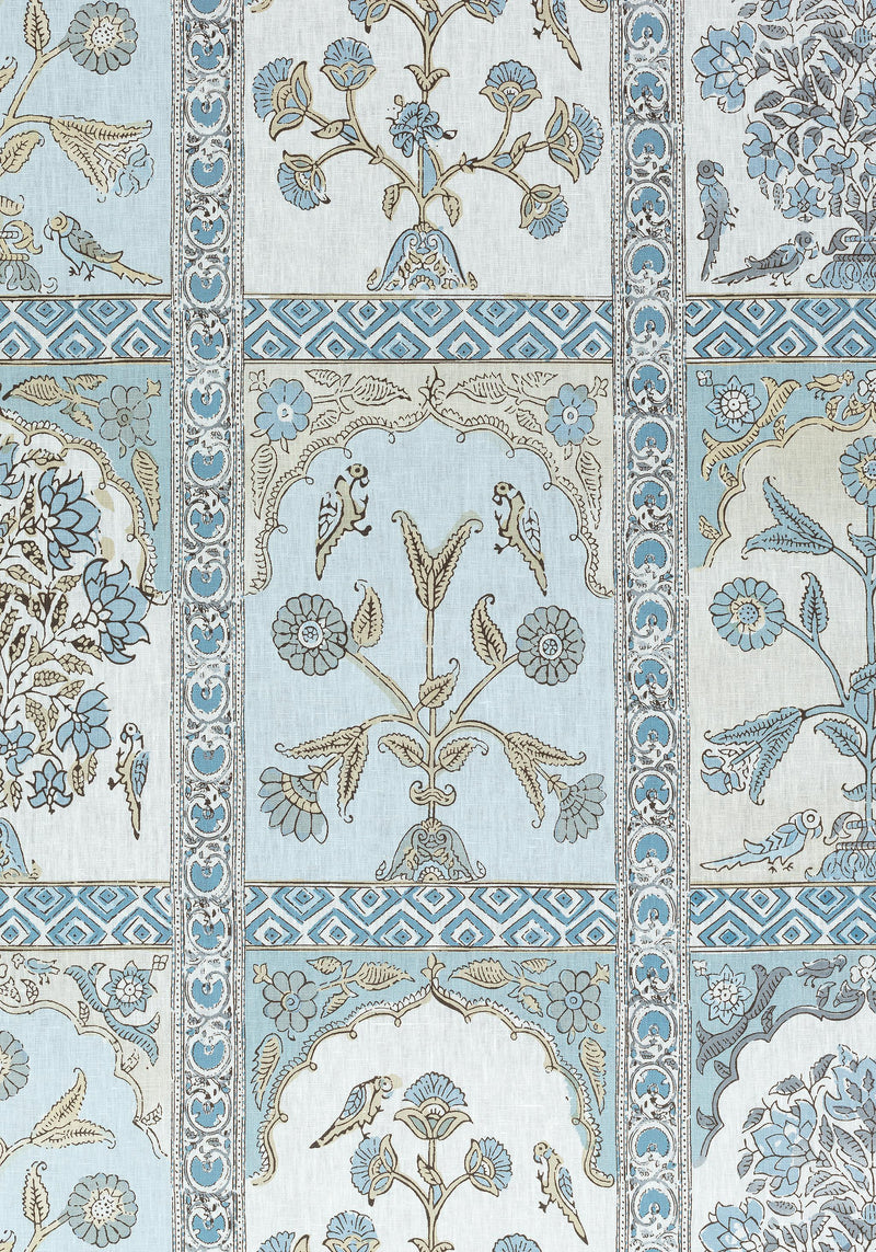 Thibaut Indian Panel Spa Blue Fabric – DecoratorsBest