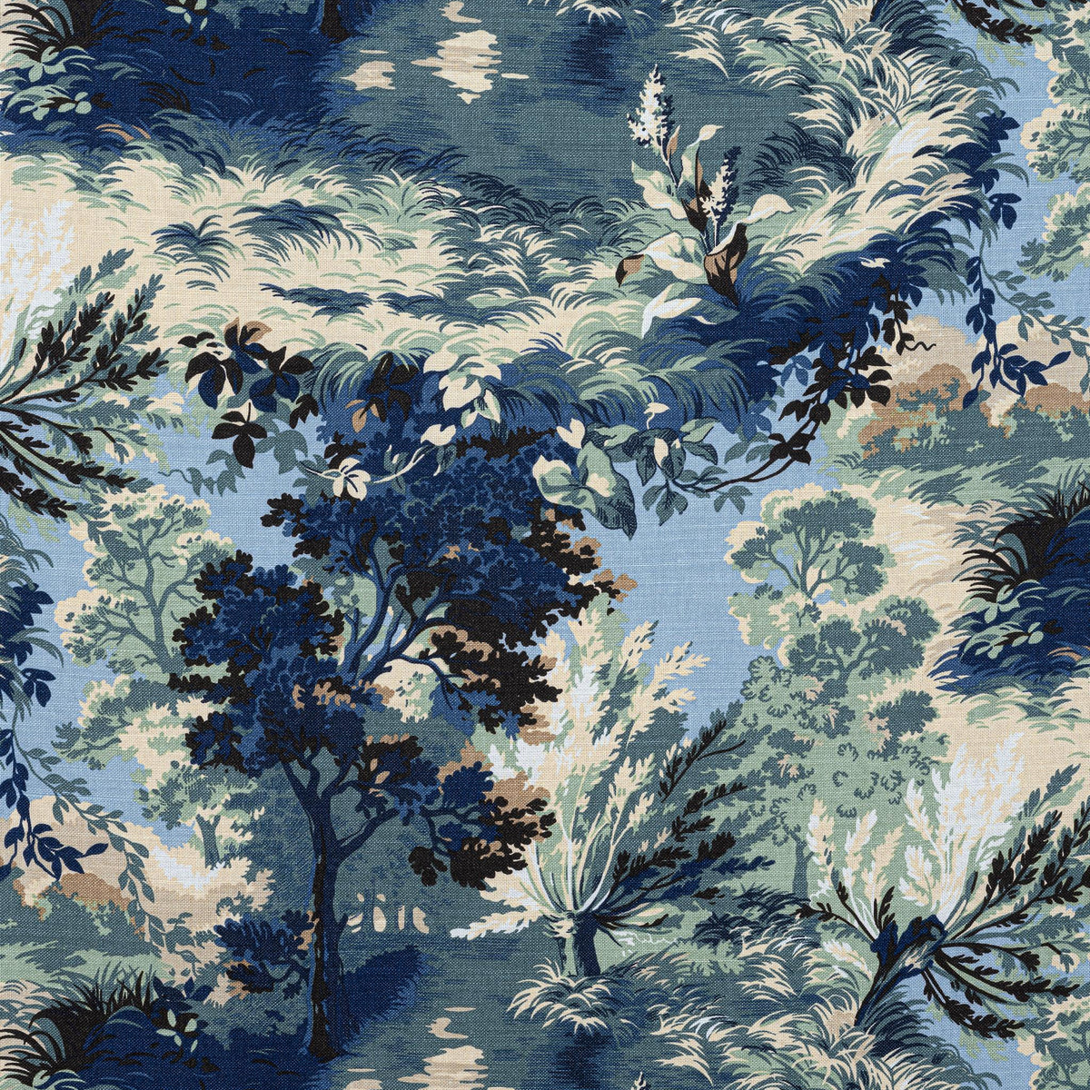 Thibaut Lincoln Toile Navy And Teal Fabric – DecoratorsBest