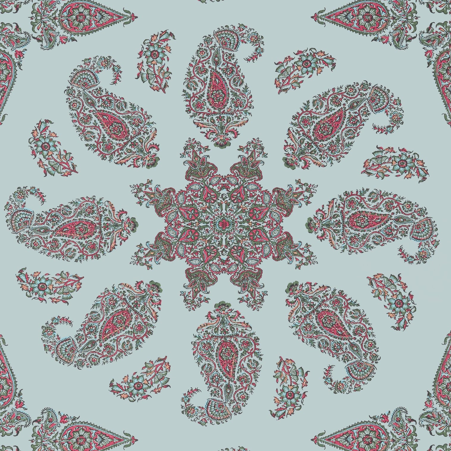 Thibaut East India Raspberry And Teal Wallpaper – DecoratorsBest