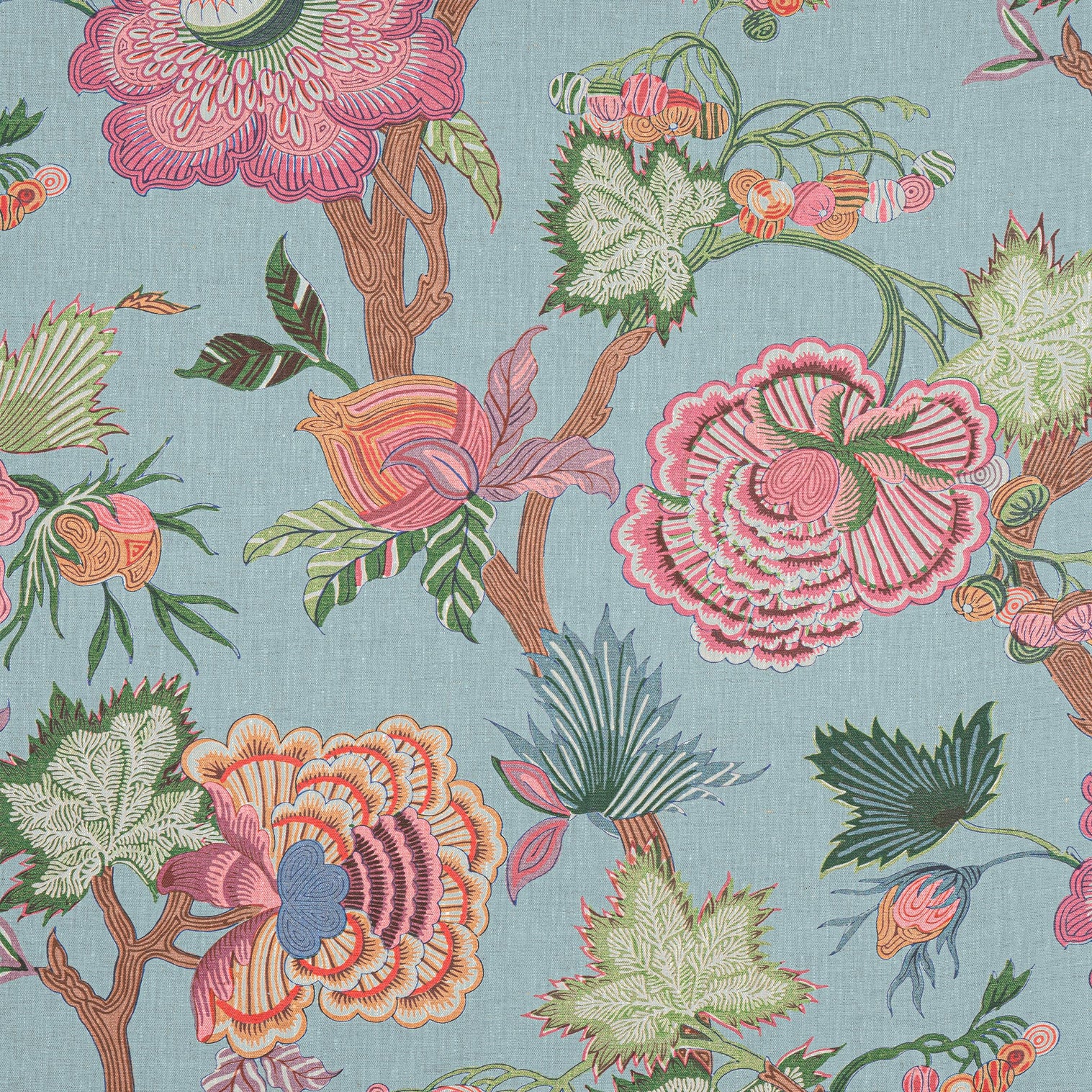 Thibaut Indienne Jacobean Raspberry And Teal Fabric – DecoratorsBest