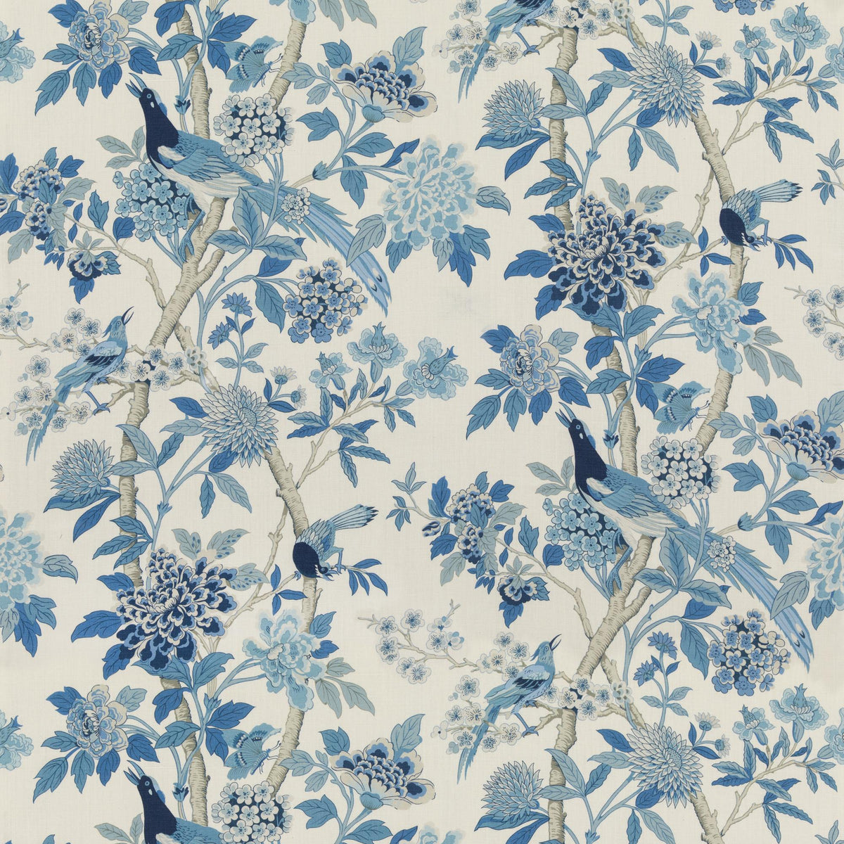 G P & J Baker Hydrangea Bird (Archive) Blue Fabric – DecoratorsBest