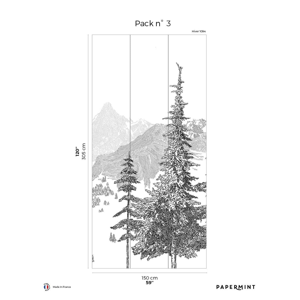 Papermint Mountains Pack 3 In Black Wall Mural – DecoratorsBest