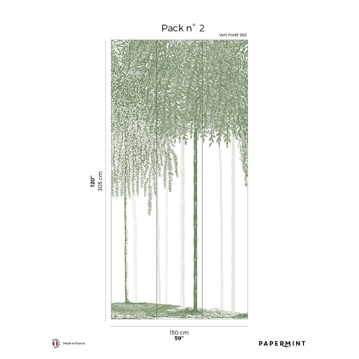 Papermint Woods Pack 2 In Green Wall Mural – DecoratorsBest