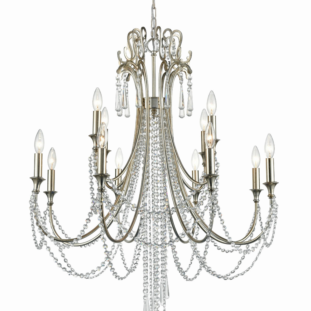 Crystorama Arcadia 12 Light Antique Silver Chandelier – DecoratorsBest