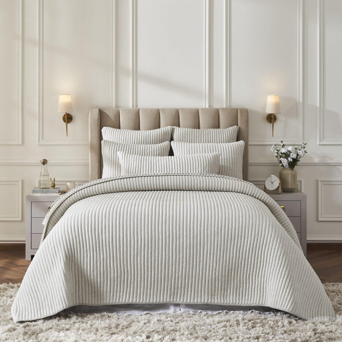 Orchids Lux Charlton Channel Quilting Mist Melange 110 X 96 Quilt ...