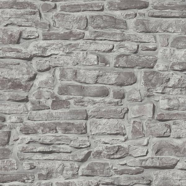 Galerie Bb51125 The Bricks And More Stone Symphony Motif Silver Grey W ...