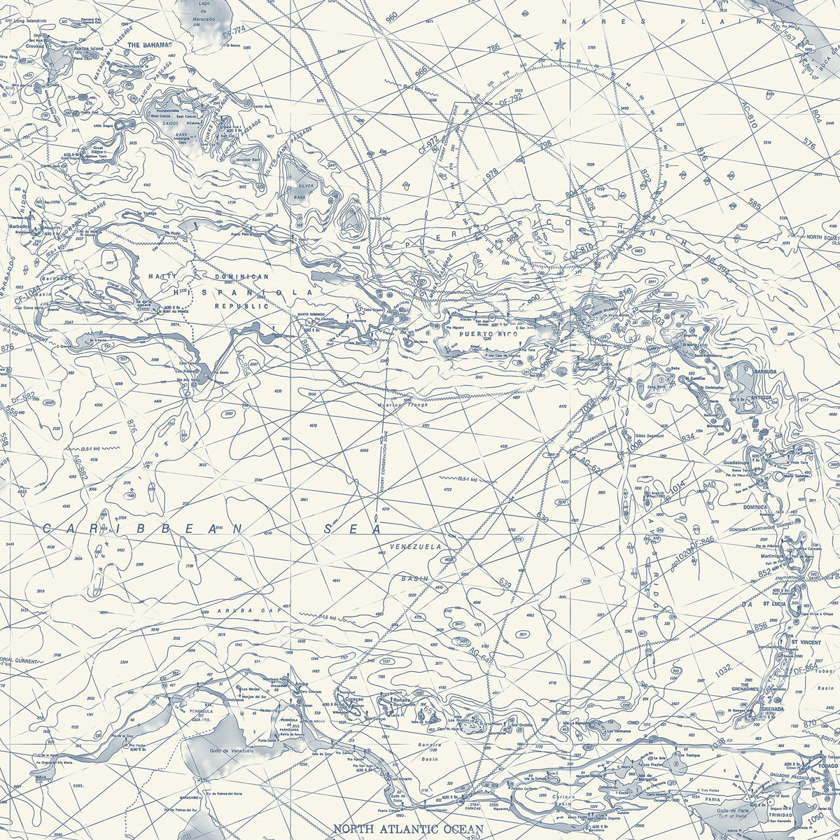 York Charts Navy Nautical Chart Wallpaper – DecoratorsBest