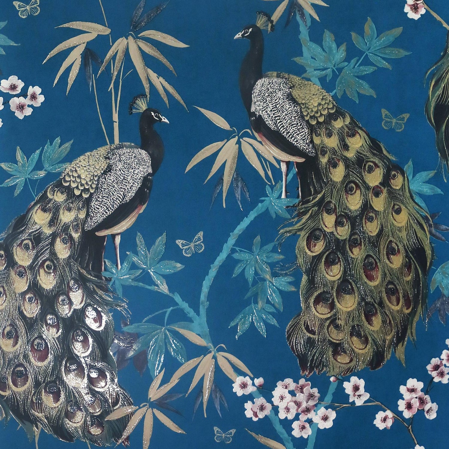 York Takara Teal Opulent Peacock Wallpaper – DecoratorsBest