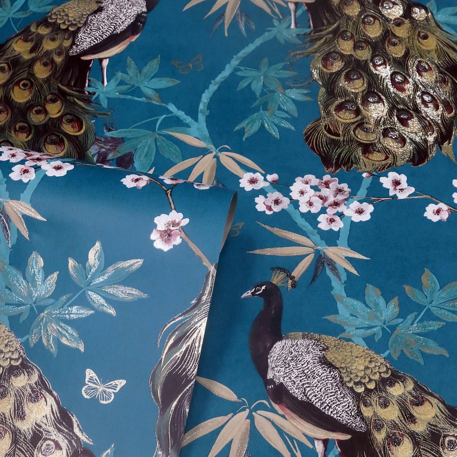 York Takara Teal Opulent Peacock Wallpaper – DecoratorsBest
