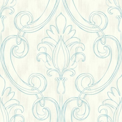 Seabrook Pomerelle Turquoise And Off-White Wallpaper – DecoratorsBest