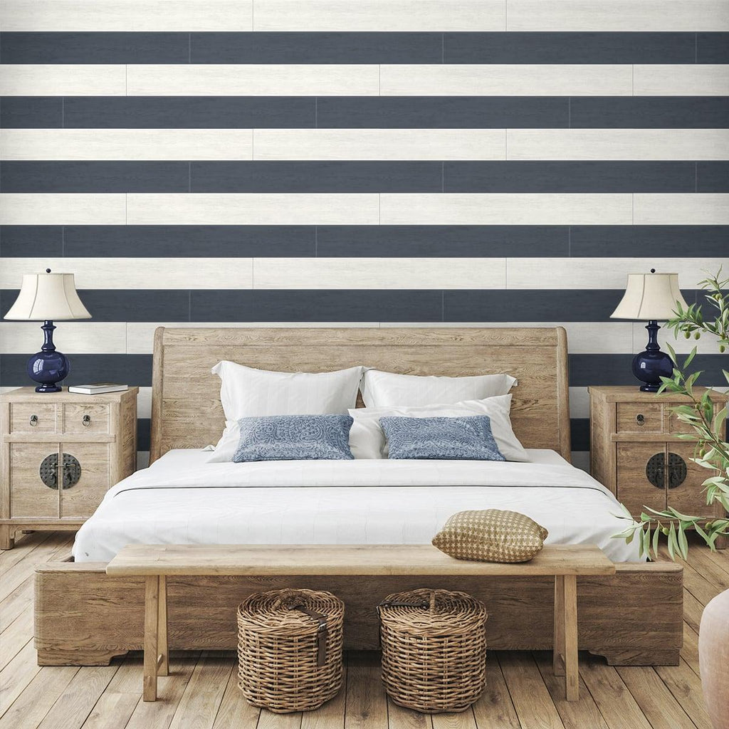 Seabrook Two Toned Shiplap Navy Blue Wallpaper – DecoratorsBest